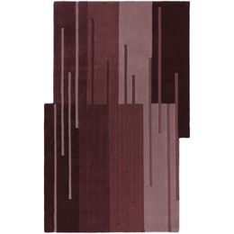Wollteppich FLAIR RUGS, B:120cm H:10mm L:180cm, rot, Wolle, Wohnzimmer, Teppiche, "Split Ombre", Geteilter Wollteppich in Ombr&eacute;-Form