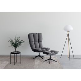 Drehsessel Home Affaire, B:80cm H:106cm T:82cm, grau, 100% Polyester, Wohnzimmer, Sessel, "Seet, Polstersessel mit Hocker", 360 drehbar, Relaxsessel