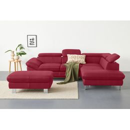 Ecksofa COTTA, B:268cm H:73cm T:214cm, rot, Kunstleder SOFTLUX;LEDER BEEFY (ein abgedecktes Spalt-Rindsleder) im Sitz und Rücken (Korpus in