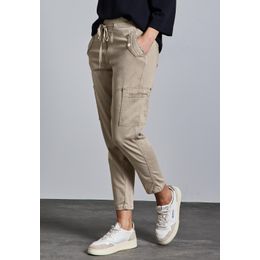 Street One Damen Cargohose "Style Bonny", grau, Gr. 44, unifarben, Web, Obermaterial: 60% Lyocell, 37% Baumwolle, 3% Elasthan, Hosen, mit Taschen