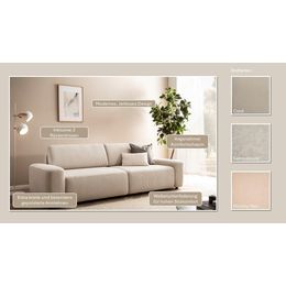 3-Sitzer Home Affaire, B:257cm H:82cm T:105cm, braun, 100% Polyester, Sofas, "TORGE (257cm), Sofa,Schlafsofa in Cord, Samtvelours, Struktur fein",