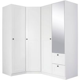 Schrank-Set Rauch, B:130cm H:197cm T:175cm, weiß, Holzwerkstoff, Kastenmöbel-Sets, "Skagen", Eckschrank, 1- und 2-trg. Schrank mit Schubkästen und