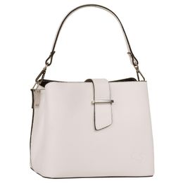 CLUTY Damen Henkeltasche, wei&szlig;, Leder, leicht gl&auml;nzend, unifarben, Taschen, echt Leder, Made in Italy