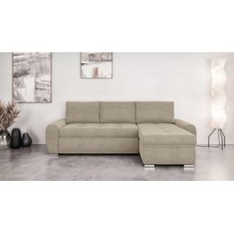 Ecksofa Home Affaire, B:237cm H:89cm T:166cm, beige, 95% Polyester, 5% Nylon, Wohnzimmer, Sofas, "HAVERHILL Schlafsofa mit Bettkasten, Maße B/H/T: