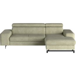 Ecksofa COTTA, B:267cm H:97cm T:165cm, gr&uuml;n, Wohnzimmer, Sofas, "Emma L-Form", mit Kopfteilverstellung, wahlweise mit Bettfunktion & Bettkasten