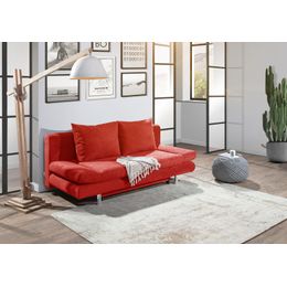 Schlafsofa GUTMANN FACTORY, B:194cm H:73cm T:91cm, rot, 100% Polyester, Wohnzimmer, Sofas