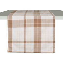 Tischl&auml;ufer my home, B:140cm L:40cm, beige, Polyester, Tischdecken, "Candise", verschiedene Gr&ouml;&szlig;en, modern, Karo, Tischband, Tischdeko, basic