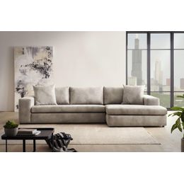 Ecksofa Home Affaire, B:325cm H:72cm T:167cm, grau, Wohnzimmer, Sofas, "SLEETLAND XXL in Samtvelours oder Vintage-Leder-Optik, L-Form", besonders