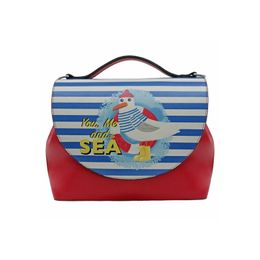DOGO Damen Henkeltasche "Handy Umh&auml;ngetasche You, Me And The Sea Schultertasche", rot, Lacklederimitat, Taschen, Handgefertigt