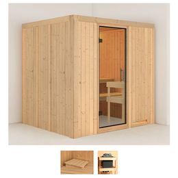 Karibu Sauna "Dima", ohne Ofen, (ohne Ofen), beige, Saunen, ohne Ofen