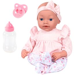 BAYER Baby Babypuppe "Reborn Baby, 38 cm Blumen rosa", rosa, Puppen