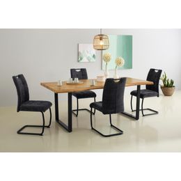 Esstisch Hela, B:200cm H:76cm T:100cm, beige, K&uuml;che, Tische, "GISELLE Baumkantentisch, K&uuml;chentisch, TOPSELLER OTTOs Choice", Kufengestell Metall,