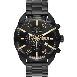 Diesel Herren Chronograph "SPIKED", schwarz, Armbanduhren, Quarzuhr, Armbanduhr, Herrenuhr, Stoppfunktion, Edelstahlarmband