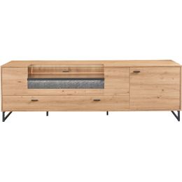 TV-Schrank, B:213,7cm H:66,5cm T:50,2cm, braun, SET ONE BY Musterring, Spanplatte, Wohnzimmer, Schr&auml;nke, "Deltona", inkl. LED-Beleuchtung,