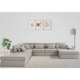 Wohnlandschaft OTTO HOME, B:360cm H:75cm T:260cm, beige, Baumwollmix (60% Baumwolle/40% Leinen);Struktur fein (100% Polyester);Samtoptik (100%