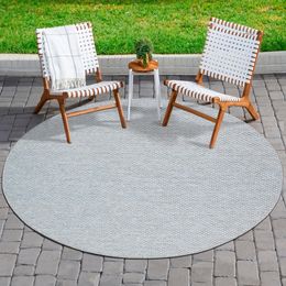 Teppich Sanat, H:10mm &Oslash;:150cm, grau, Kunstfaser, Wohnzimmer, Teppiche, "Melissa 8000", Kurzflor, In -und Outdoor geeignet, Wohnzimmer