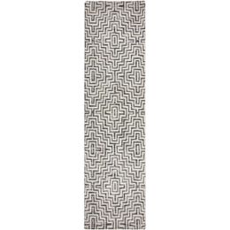 Teppich FLAIR RUGS, B:80cm H:12mm L:300cm, grau, Kunstfaser, Wohnzimmer, Teppiche, "Rhett", aus gewebter Wolle