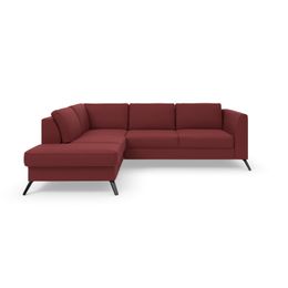 Sit & More Ecksofa SIT & MORE, B:248cm H:88cm T:201cm, rot, 100% Polyester, Wohnzimmer, Sofas, "Olsen L-Form", inklusive Sitztiefenverstellung, wahlweise mit