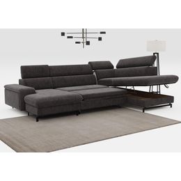 Wohnlandschaft COTTA, B:328cm H:97cm T:215cm, braun, Sofas, "Emma U-Form", mit Kopfteilverstellung, wahlweise mit Bettfunktion & Bettkasten