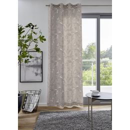 Vorhang my home, B:135cm H:235cm, beige, Polyester, Gardinen, "FLOWER", Maß: 135 x 235cm, monochrom, in verschiedenen Farben erhältlich
