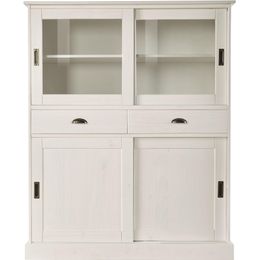 Highboard Home Affaire, B:114cm H:140cm T:40cm, wei&szlig;, FSC-zertifiziertes Massivholz, Wohnzimmer, Sideboards, "Schr&ouml;der", Vitrine aus massivem