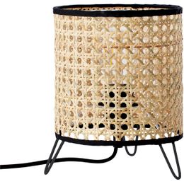 Brilliant Tischleuchte "WILEY", 1, Ø 17,5cm H: 21cm, 1 Stk., beige, Wohnzimmer, Leuchten, 21 cm Höhe, Ø 17,5 cm, E27, Metall/Rattan, holz hell/schwarz