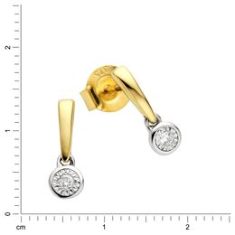 Diamonds by Ellen K. Damen Paar Ohrstecker "375 Gold zweifarbig 2x Brillant 0,03ct.", one-size, 0,03 P1 = bei 10-facher Vergr&ouml;&szlig;erung erkennbare Einschl&uuml;sse, Gold, gelb,