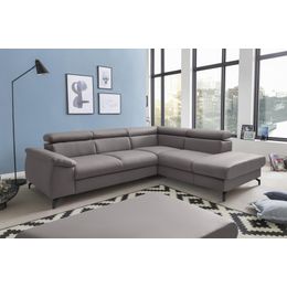 Ecksofa COTTA, B:249cm H:72cm T:207cm, grau, Microfaser (100% Polyester);Flachgewebe (100% Polyester), Wohnzimmer, Sofas, "Kitty L-Form, B: 249 cm",