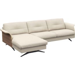 Ecksofa FLEXLUX, B:273cm H:81cm T:158cm, wei&szlig;, 100% Echteder, Wohnzimmer, Sofas, "Glow, super bequem durch hochwertigem Sitzaufbau mit Federkern,