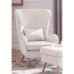 Sessel Home Affaire, B:78cm H:118cm T:94cm, beige, Samtcord (92% Polyester 8% Polyamid);Struktur (100% Polyester);Struktur Hahnentritt (100%