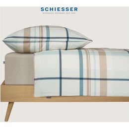 Spannbettlaken Schiesser, B:180cm L:200cm, beige, Jersey-Elasthan, Obermaterial: 95% Baumwolle, 5% Elasthan, Bettlaken, "Flexi aus 95% Baumwolle und