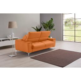 Schlafsofa Egoitaliano, B:233cm H:100cm T:106cm, orange, Leder »BULL« (echtes Rindsleder). Geschliffenes, pigmentiertes und behandeltes Rindsleder