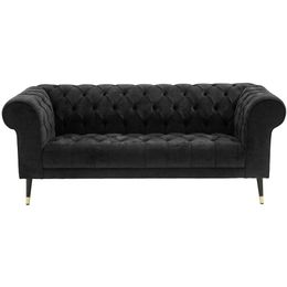 Chesterfield-Sofa Home Affaire, B:195cm H:77cm T:87cm, schwarz, Luxus-Microfaser Vintageoptik (66% PU, 27% Polyester, 7% Baumwolle);Struktur weich(