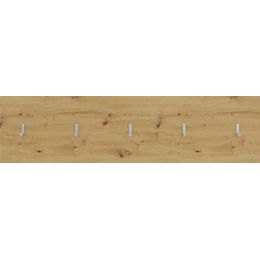 Garderobenpaneel FMD, B:109cm H:28cm T:2cm, braun, Holzwerkstoff, Garderobenpaneele, "Belm", mit 5 Haken