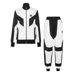 Plein Sport Damen Sportanzug "Statement", schwarz-wei&szlig;, Gr. XL, Obermaterial: 60% Polyester, 40% Baumwolle; Futter: 100% Polyester, Sportanz&uuml;ge