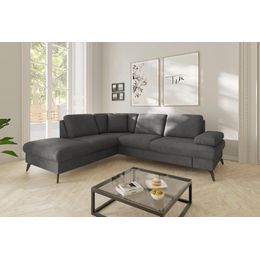 Sit & More Ecksofa SIT & MORE, B:238cm H:83cm T:202cm, grau, 100% Polyester, Wohnzimmer, Sofas, "Morris Jubi L-Form, B: 238 cm", mit Armteilfunktion & 1