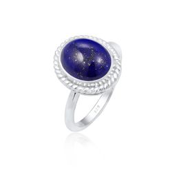 Elli Premium Damen Fingerring "Cocktailring Lapis Lazuli Edelstein 925er Silber", 56mm,mit Steinen, Silber 925 (Sterlingsilber), 1,5mm, silber,