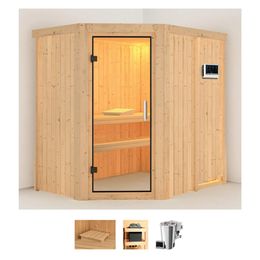 Karibu Sauna "Swantje", Bio-Kombiofen, externe Steuerung, 3,6 kW, beige, Saunen, Ofen 3,6 kW Bio-Ofen externe Strg. easy