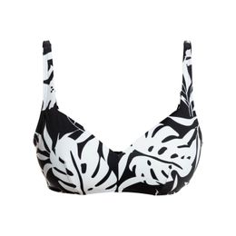 Roxy Damen Bandeau-Bikini-Top "Roxy Love The Sun Ray", schwarz-weiß, Gr. XS, 74% Nylon, 26% Elasthan, Bikini-Oberteile