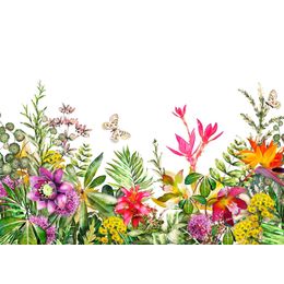 Livingwalls LIVING WALLS Fototapete "Flower Power Vlies", B/L: 3,5mm x 2,55mm, bunt, Tapeten, Fototapete Blumen Tapete Floral Wei&szlig; Bunt 3,50 m x 2,55 m Tapete