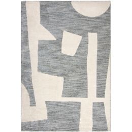 Teppich FLAIR RUGS, B:120cm H:12mm L:170cm, grau, Kunstfaser, Wohnzimmer, Teppiche, "Rylan", Hoch-niedriger Flor in Wolle-Optik
