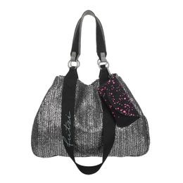 Damen Henkeltasche "Izzy Medium Limited Painted Straw", Fritzi aus Preussen, silber, Polyurethan (PU), mehrfarbig, Taschen, mit abnehmbarem