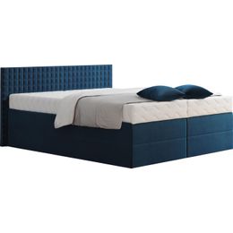 Boxspringbett, B:195cm L:210cm, blau, Westfalia Schlafkomfort, Bezug: 100% Polyester;Polsterwatte: 100% Polyester, Komplettbetten, mit Zierkissen,