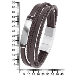 s.Oliver Herren ID Armband "2022621", 21,5cm, Edelstahl Leder, braun, Edelstahl, Leder, Armb&auml;nder