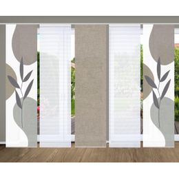 Schiebegardine HOME IN GREEN, B:60cm H:245cm, grau, Polyester, Wohnzimmer, Gardinen, "FRONDA", SET DIGITALDRUCK,BAMBUSOPTIK RECYCELT