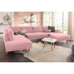 Wohnlandschaft Home Affaire, B:355cm H:84cm T:203cm, rosa, Filzoptik (100% Polyester);Luxus-Microfaser (100% Polyester);Struktur fein( 100%