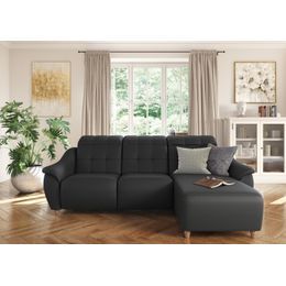 Ecksofa Home Affaire, B:254cm T:170cm, schwarz, Struktur (100% Polyester);Luxus-Microfaser Florence (100% Polyester);Chenille (100%