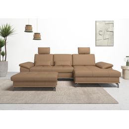 Ecksofa Places of Style, B:301cm H:89cm T:176cm, braun, Luxus-Microfaser (90% Polyester, 10% Polyamid);Samtoptik (100% Polyester), Wohnzimmer, Sofas,