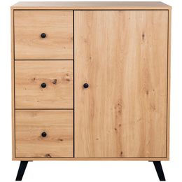 Kombikommode Home Affaire, B:82cm H:92cm T:40cm, beige, Hartfaserplatte, Holzwerkstoff, Kunststoff, Metall, Schlafzimmer, Sideboards, "Berlin 20 AO