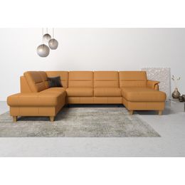 Wohnlandschaft Home Affaire, B:308cm H:89cm T:212cm, gelb, Luxus-Microfaser (100% Polyester);Struktur (100% Polyester);Luxus-Microfaser in Lederoptik